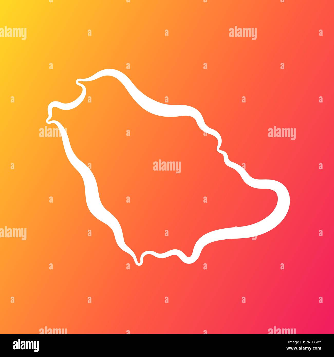 White outline map of Saudi Arabia on orange and purple gradient ...