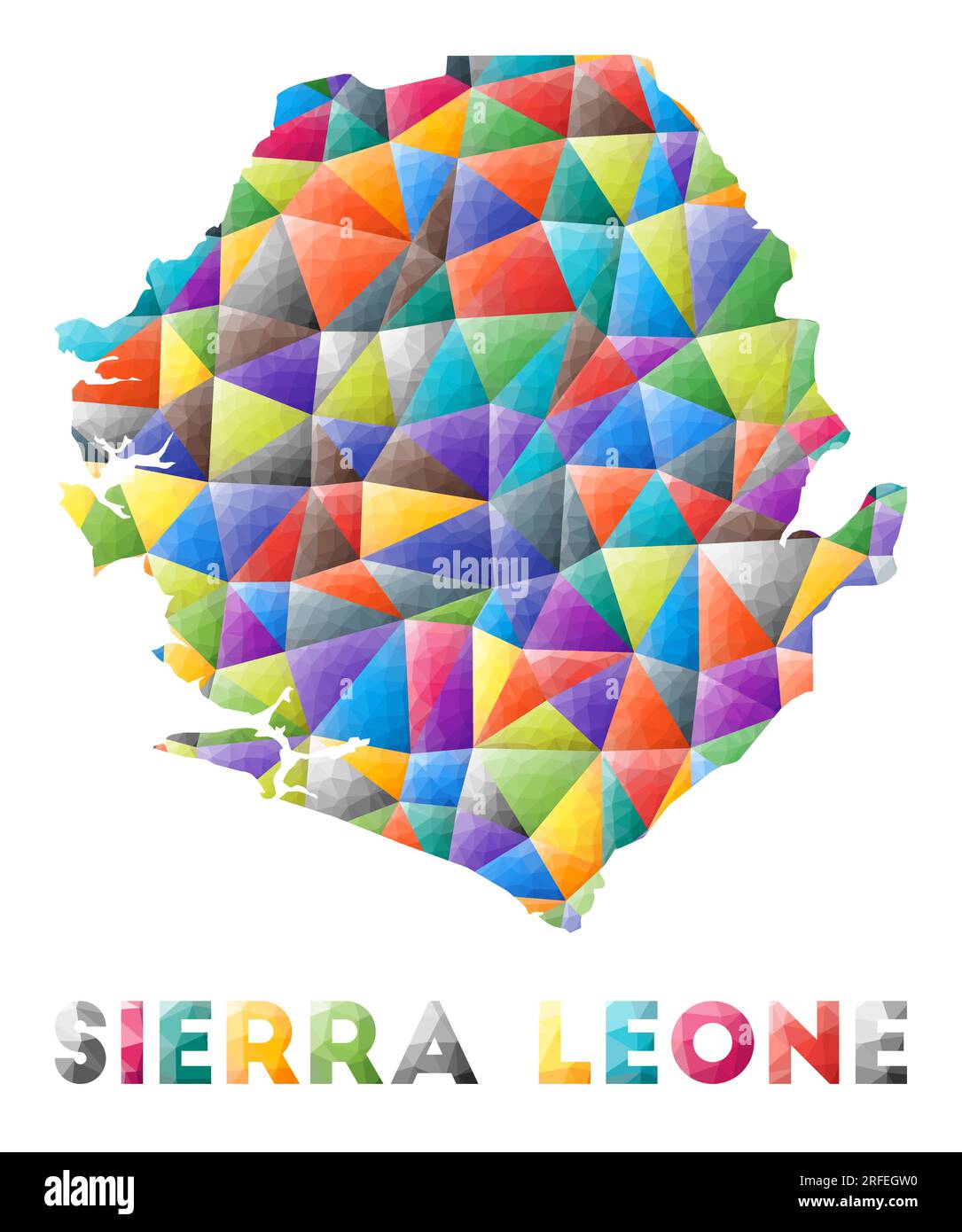 Sierra Leone - colorful low poly country shape. Multicolor geometric ...