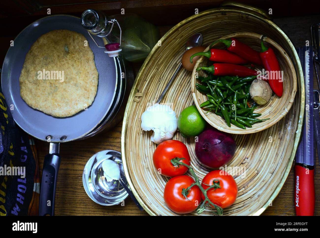 Ingredients gathered for food demo at the 2107 Banbury Food Fair Stock ...