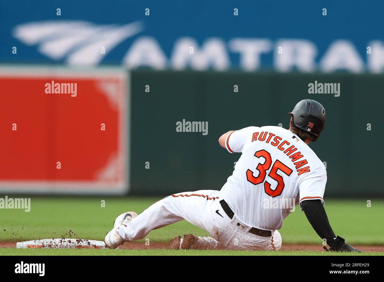 Baltimore Orioles’ Catcher Adley Rutschman (35) sliding into second ...