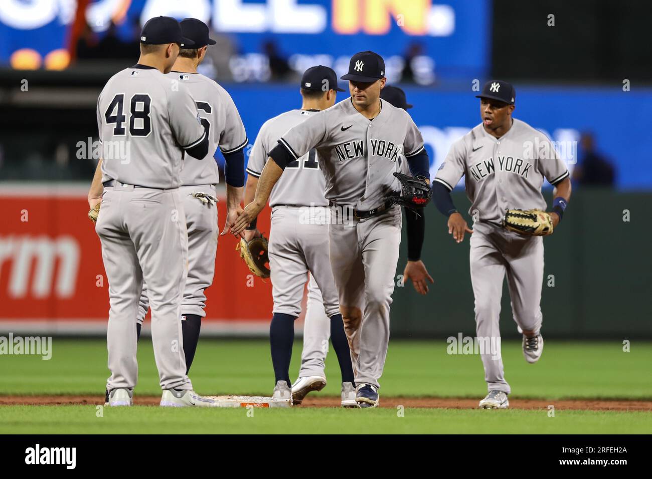 New York Yankees Anthony Rizzo (48) Isiah Kiner-Falefa (12) and Greg ...