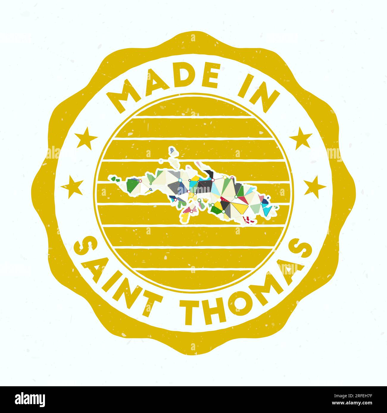 Made In Saint Thomas. Island round stamp. Seal of Saint Thomas with ...