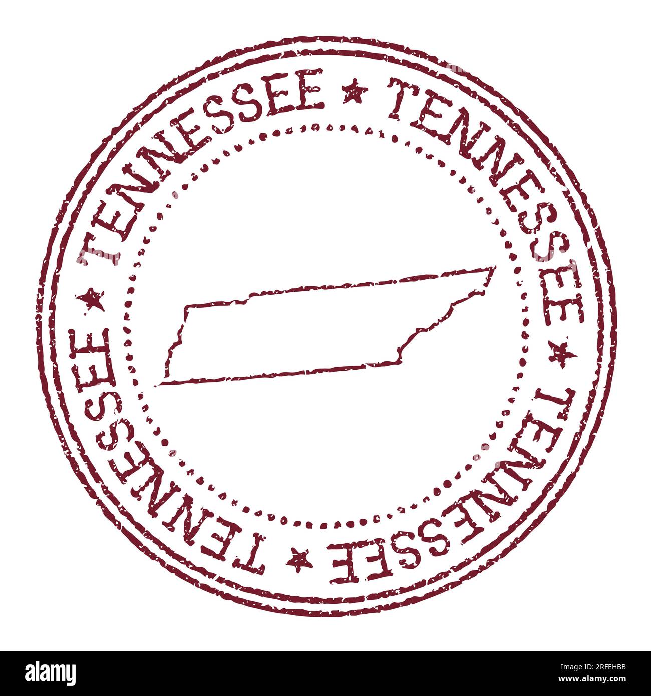 Tennessee round rubber stamp with US state map. Vintage red passport ...