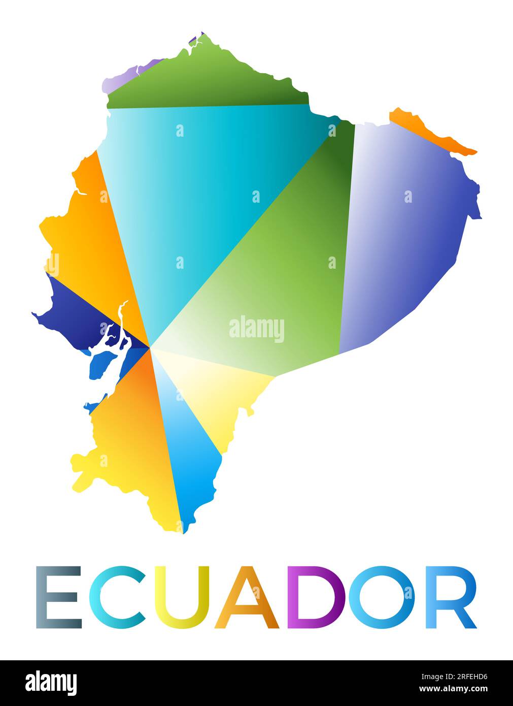 Bright colored Ecuador shape. Multicolor geometric style country logo ...