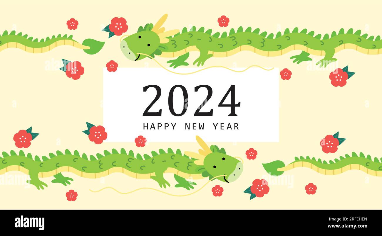 Cute year of the dragon greetings card. Zodiac asian dragons pattern ...
