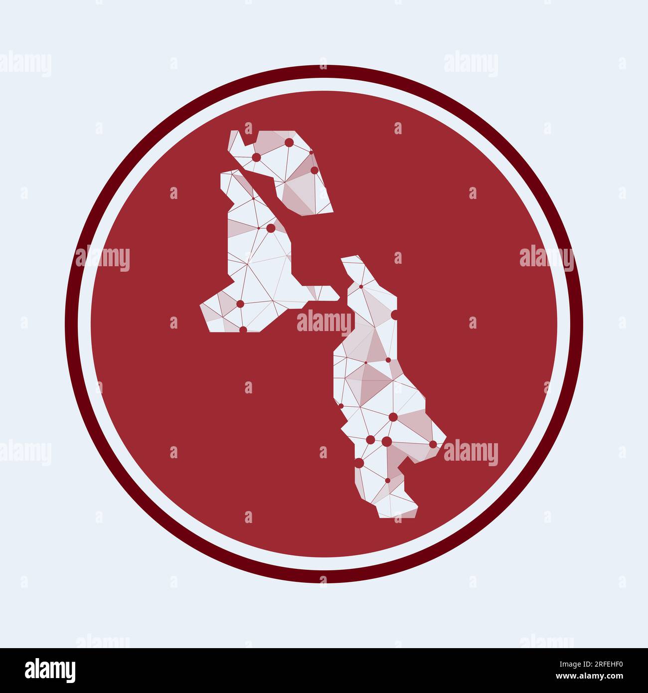 Pig Beach icon. Trendy tech logo of the island. Geometric mesh round ...