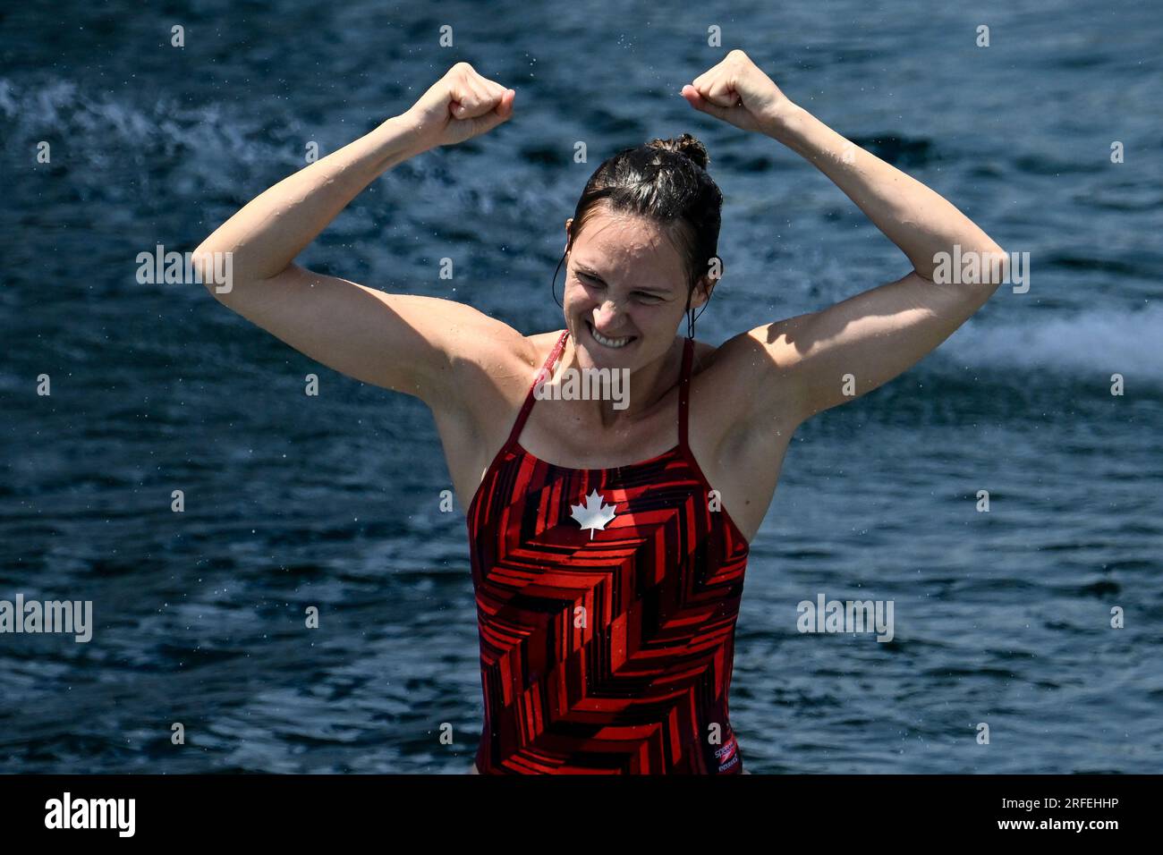 Jessica Macaulay of Canada celebrates after competing in the High ...