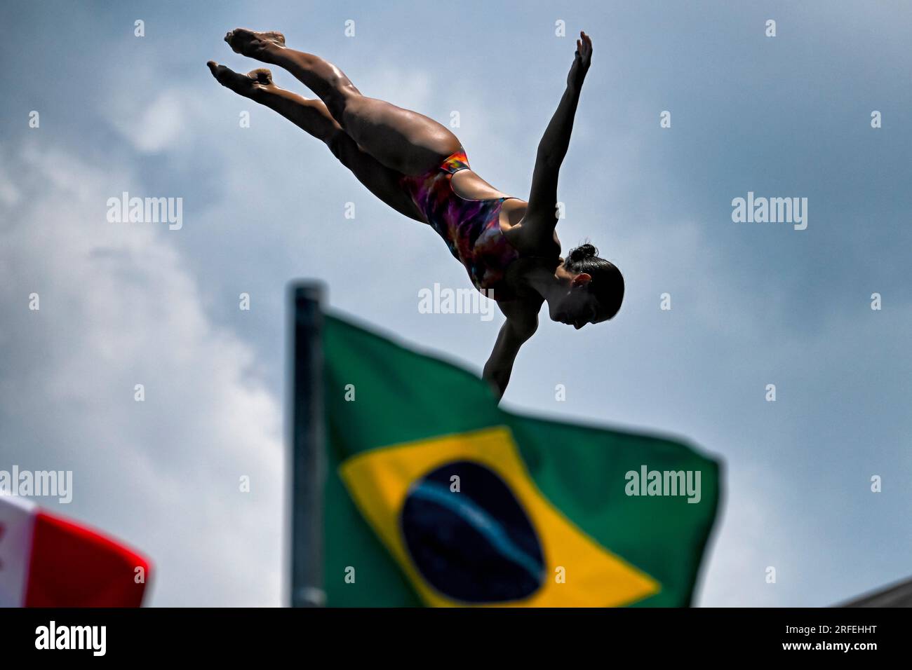 Patricia Valente of Brazil competes in the High Diving 20m women during ...