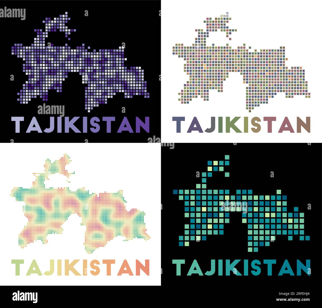 Tajikistan map. Collection of maps of Tajikistan in dotted style ...