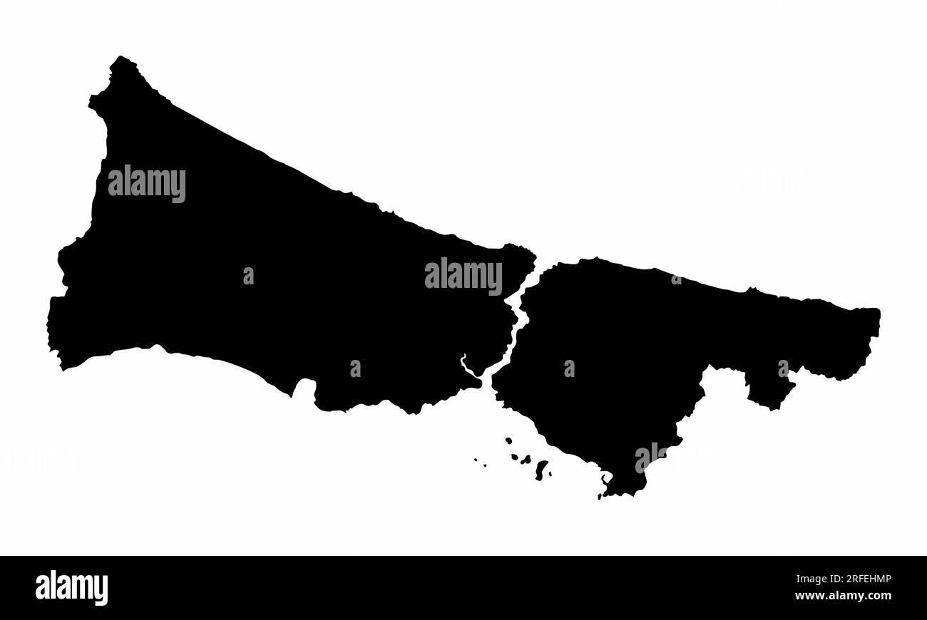Istanbul map silhouette isolated on white background, Turkey Stock ...