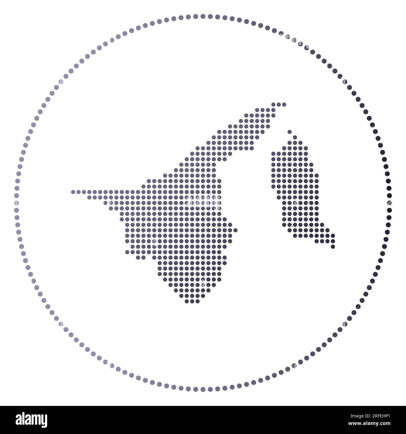 Brunei digital badge. Dotted style map of Brunei in a circle. Tech icon ...