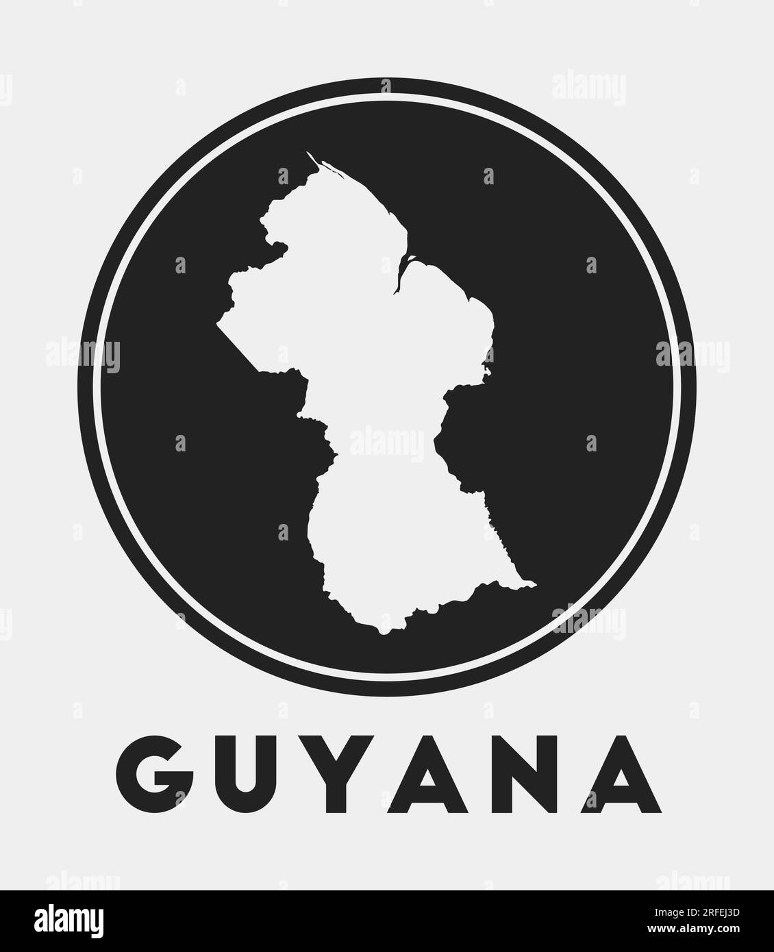 Guyana icon. Round logo with country map and title. Stylish Guyana badge with map. Vector ...
