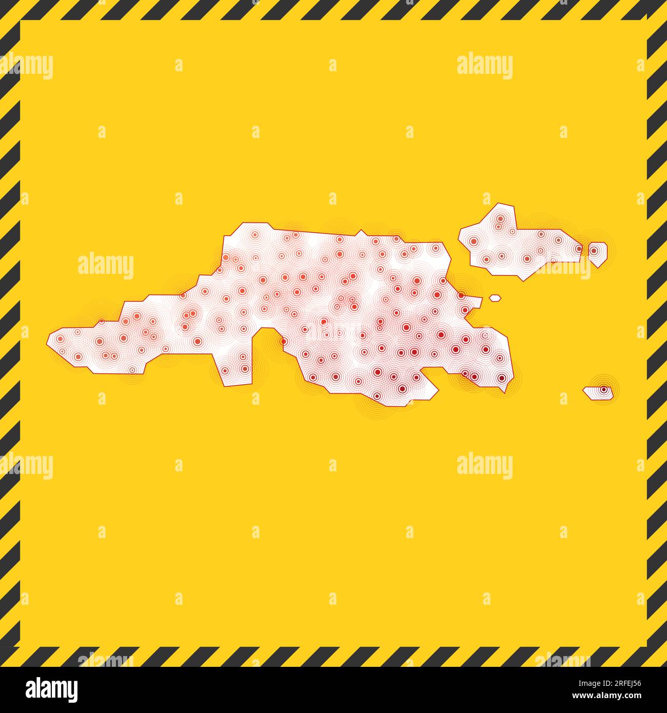 Jost Van Dyke closed - virus danger sign. Lockdown island icon. Black ...
