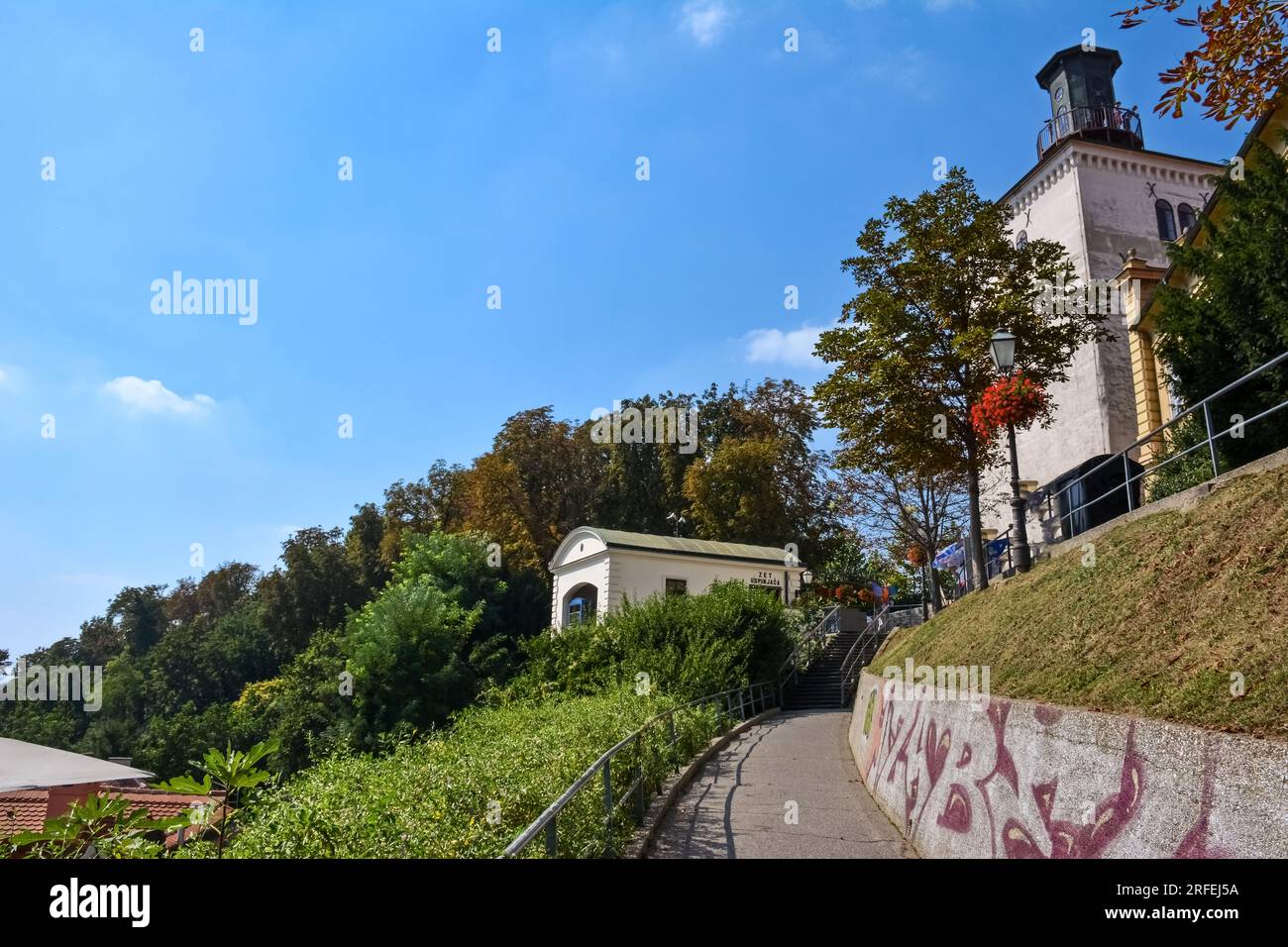 Road to Zagreb Upper Town - The Lotrščak Tower and Strossmayer ...