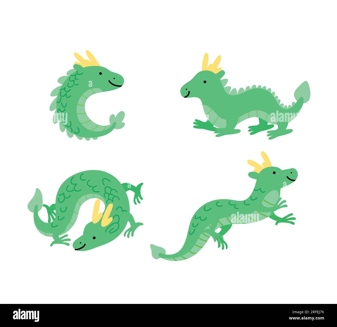 Traditionnal chinese dragon vector set collection. Different poses of ...