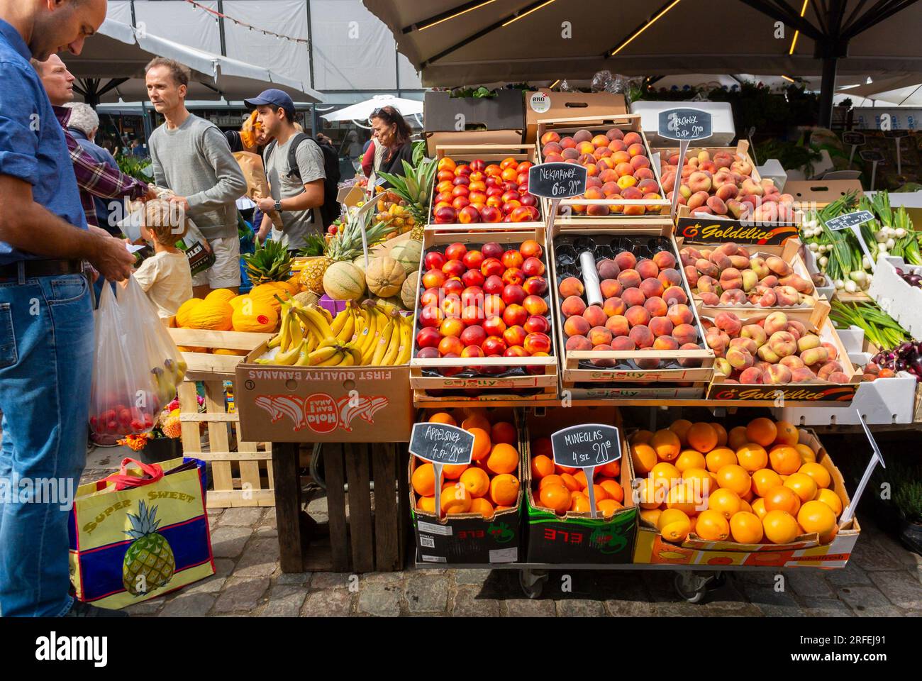 Copenhagen, Denmark, People Shopping inside Danish Food Marketplace ...