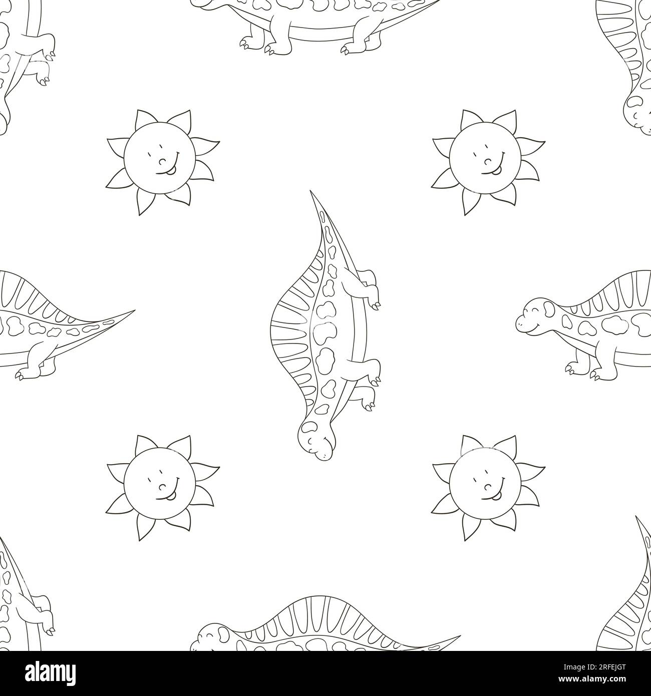 Coloring kids dinosaurs seamless pattern. Dinosaurs of the Jurassic ...