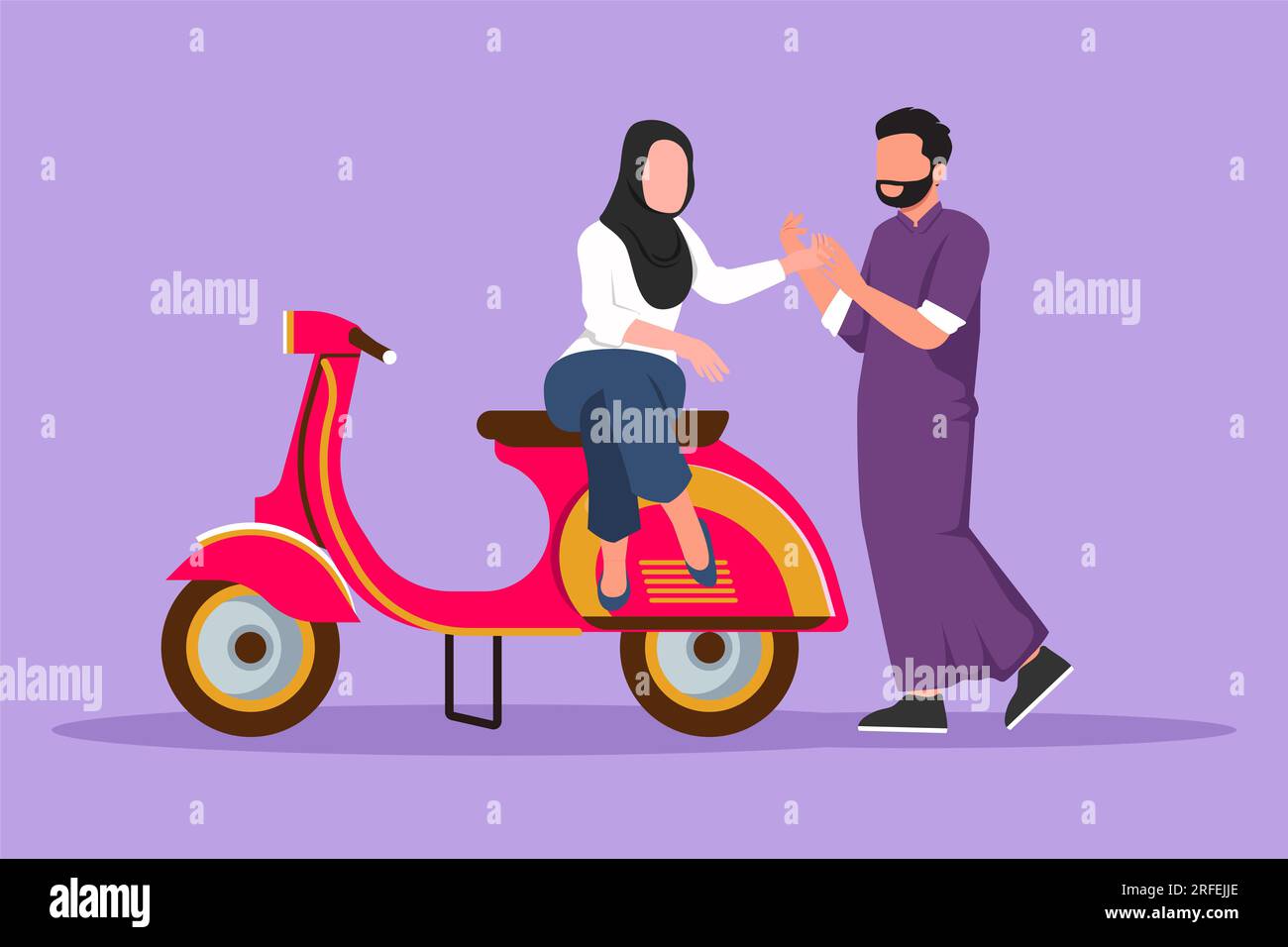 Graphic flat design drawing riders couple trip travel. Romantic ...
