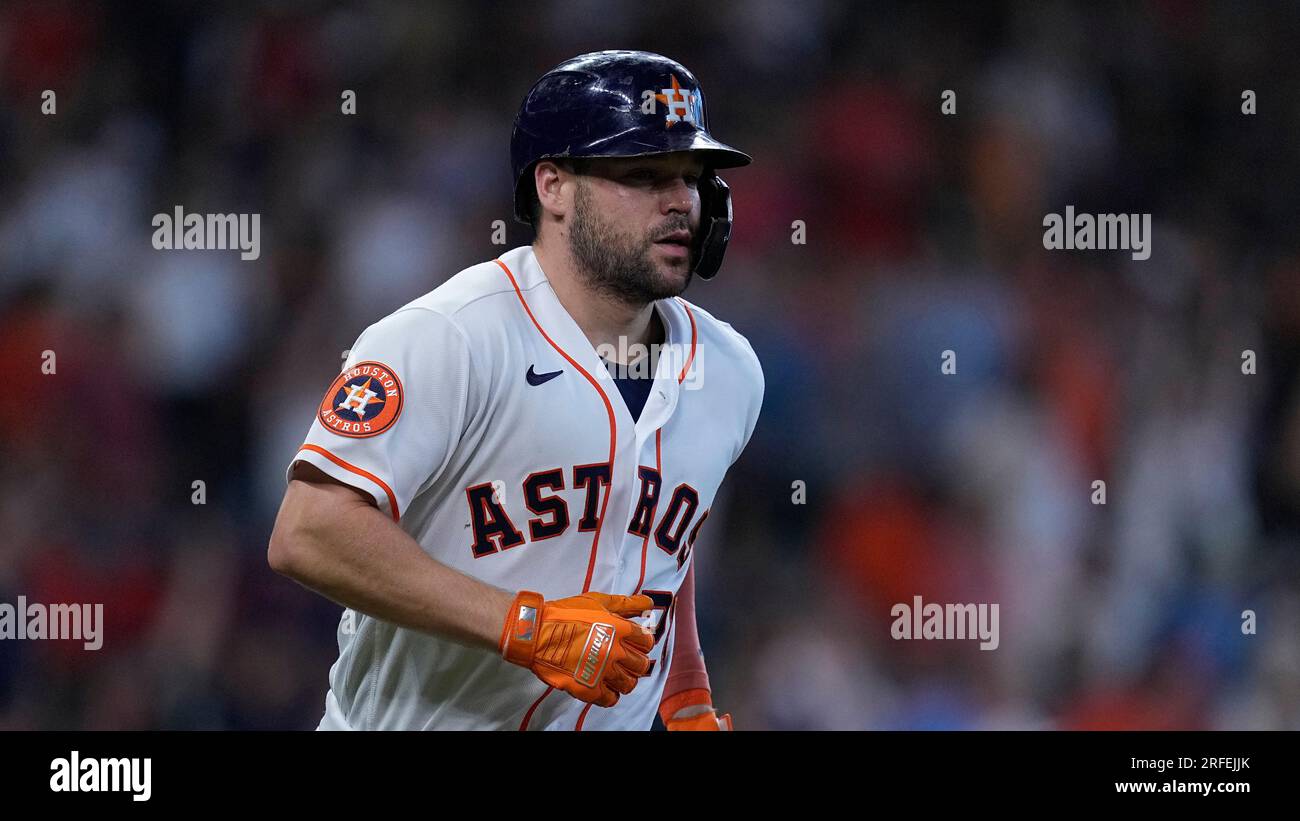Houston Astros' Chas McCormick runs the bases after hitting a two-run home run during the second ...