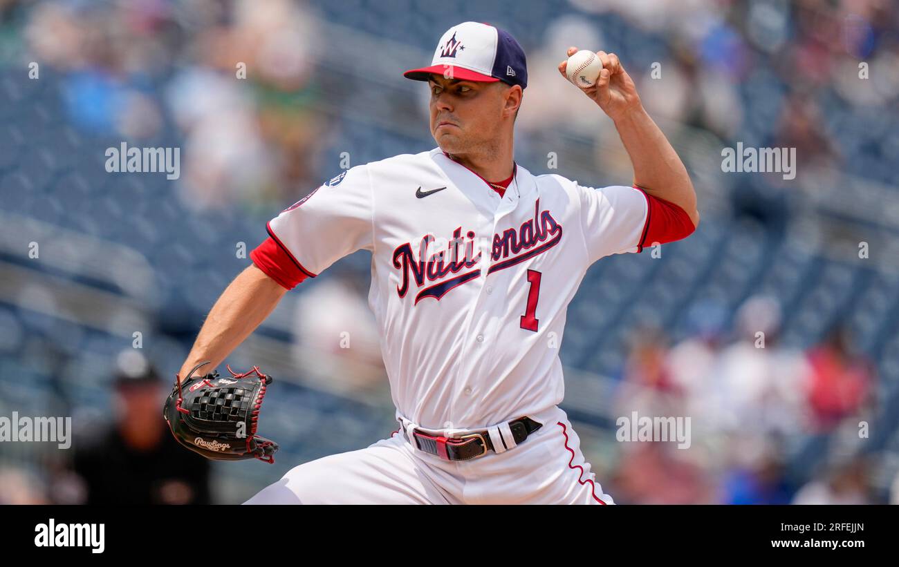 Washington Nationals starting pitcher MacKenzie Gore (1) throws during ...