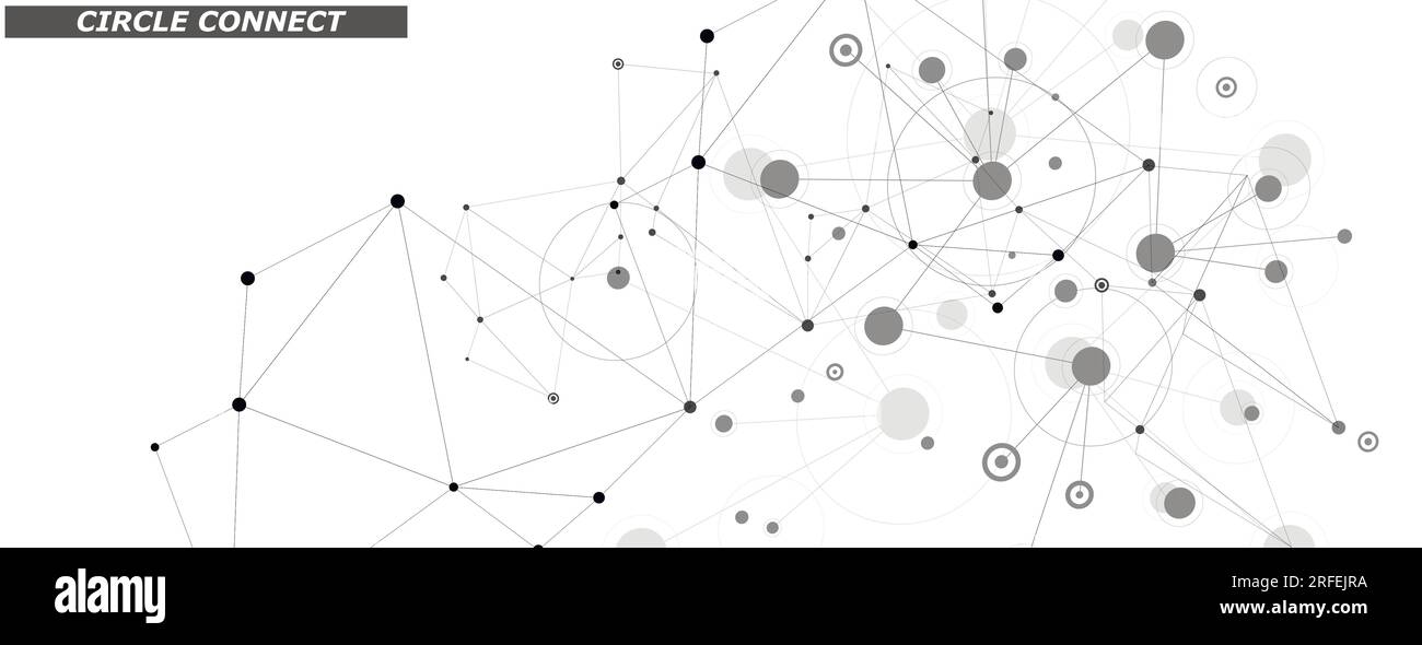 Vector lines, circle, dots connect in abstract style. Circle shape ...