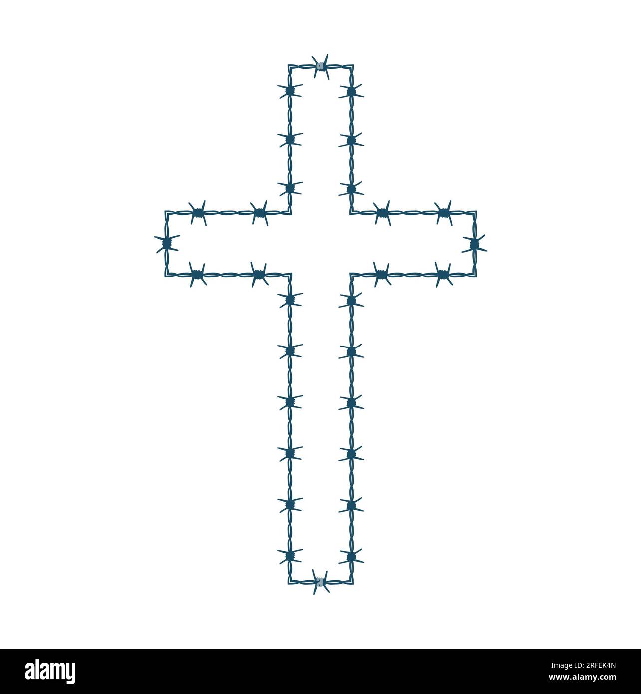 Barbed wire christian cross on white background. Isolated illustration ...