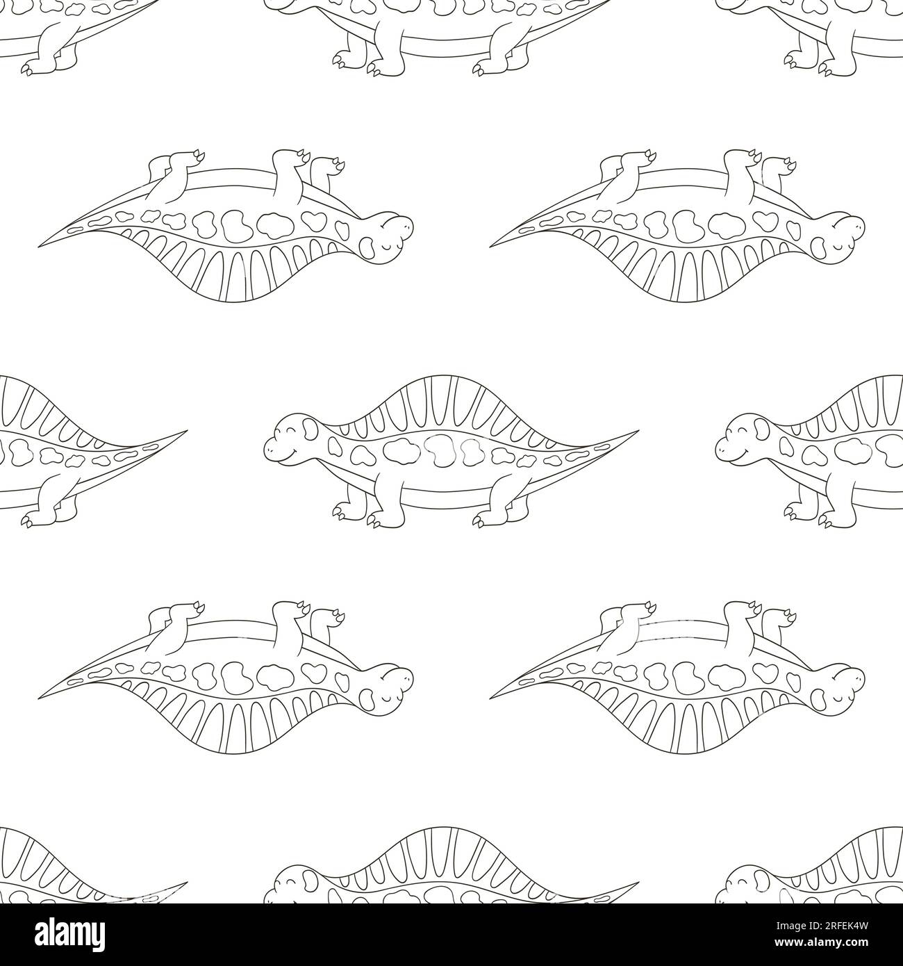 Coloring kids dinosaurs seamless pattern. Dinosaurs of the Jurassic ...