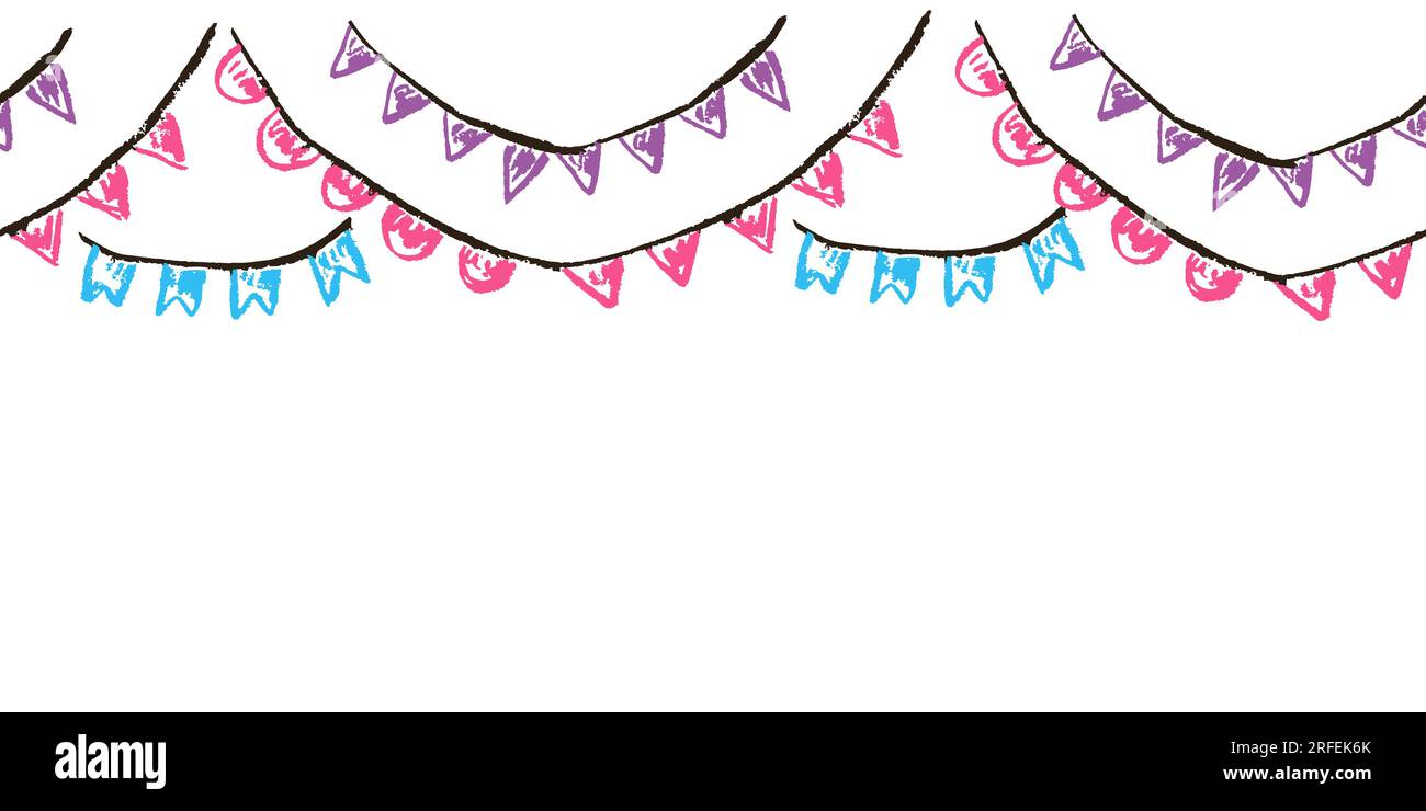 Festive seamless border. Flags. Drawings with wax crayons. Vector ...