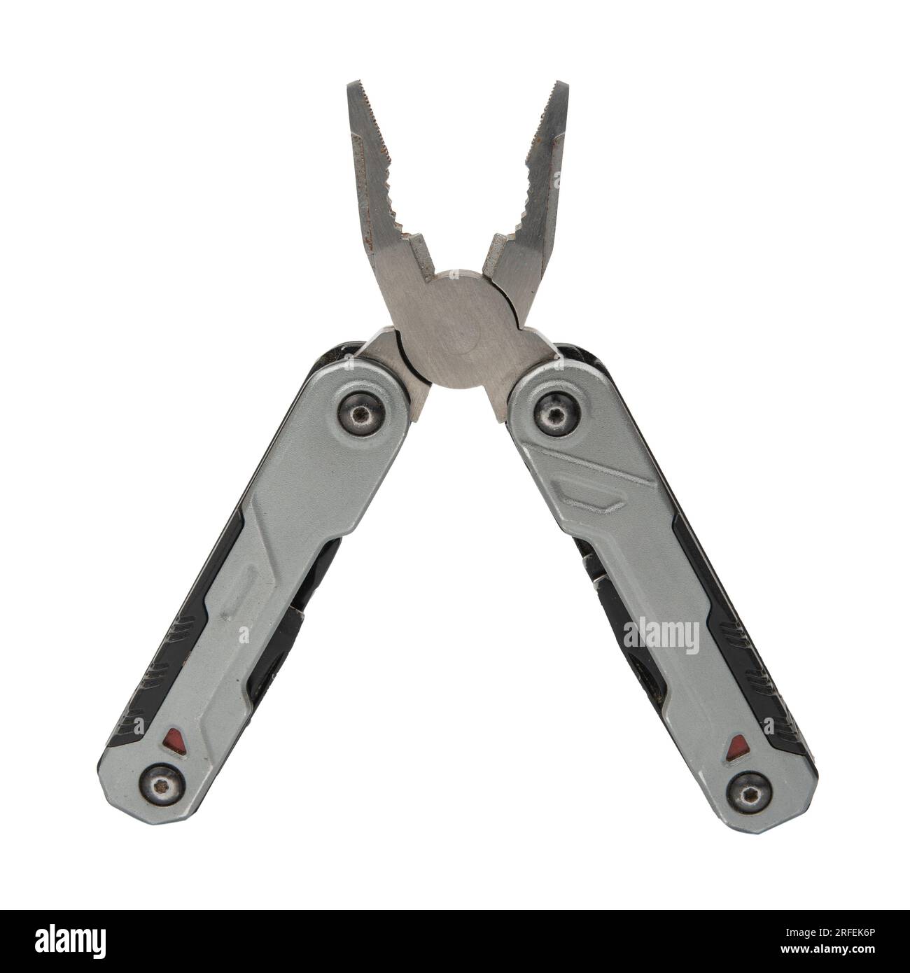 Folded multitool isolated on white background in top view. Daily ...