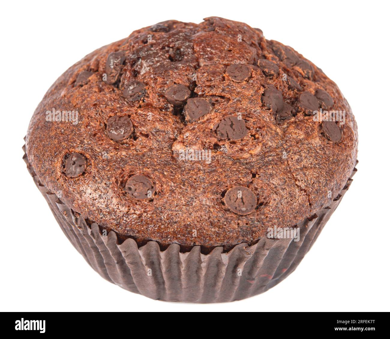 Muffin chocolate sweet bakery with choco drops isolated on the white ...