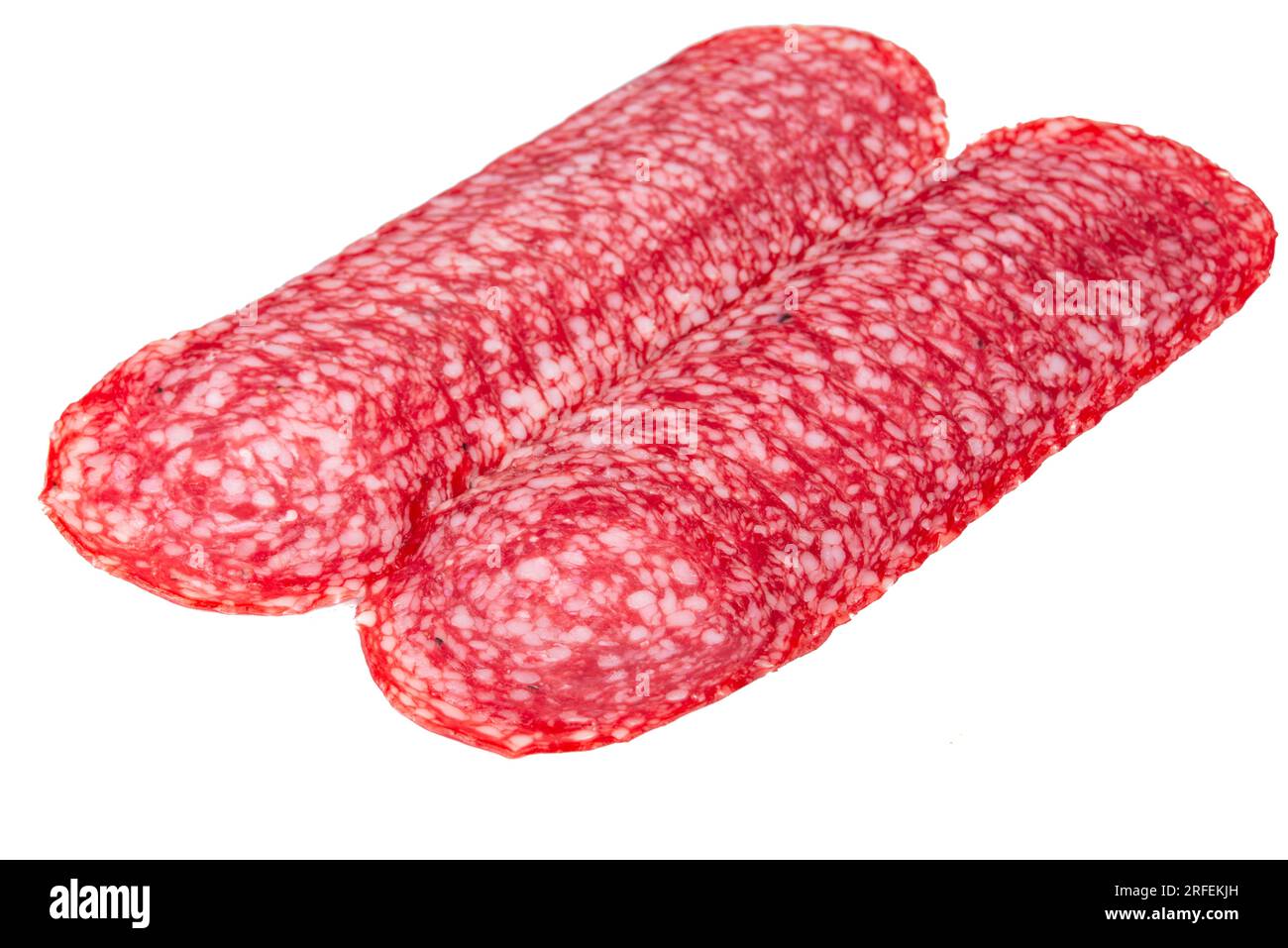 Salami sausage, top view, isolated on white background. High resolution ...
