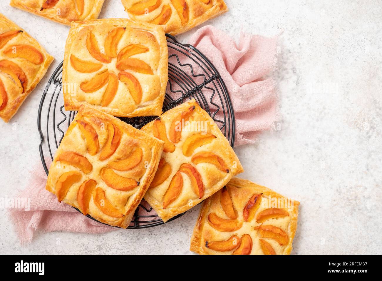 Summer Puff pastry Apricot Frangipane Tarts Stock Photo - Alamy