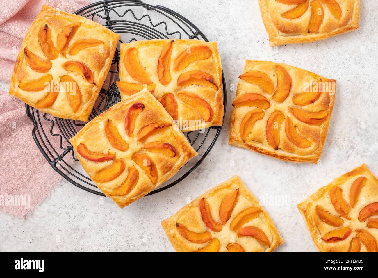 Summer Puff pastry Apricot Frangipane Tarts Stock Photo - Alamy