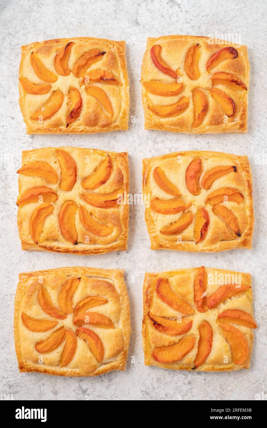 Summer Puff pastry Apricot Frangipane Tarts Stock Photo - Alamy