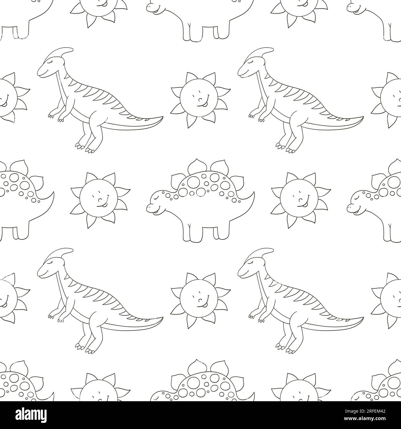 Cute funny kids dinosaur pattern. Stegosaurus. Coloring dinosaur vector ...