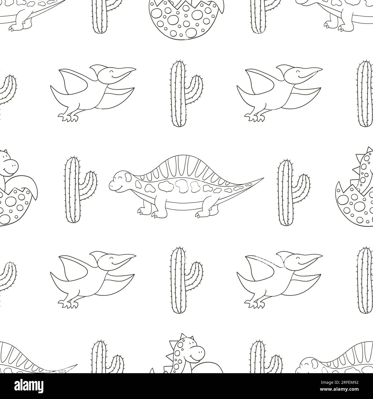 Dinosaurs of the Jurassic period. Coloring dinosaurs seamless pattern ...