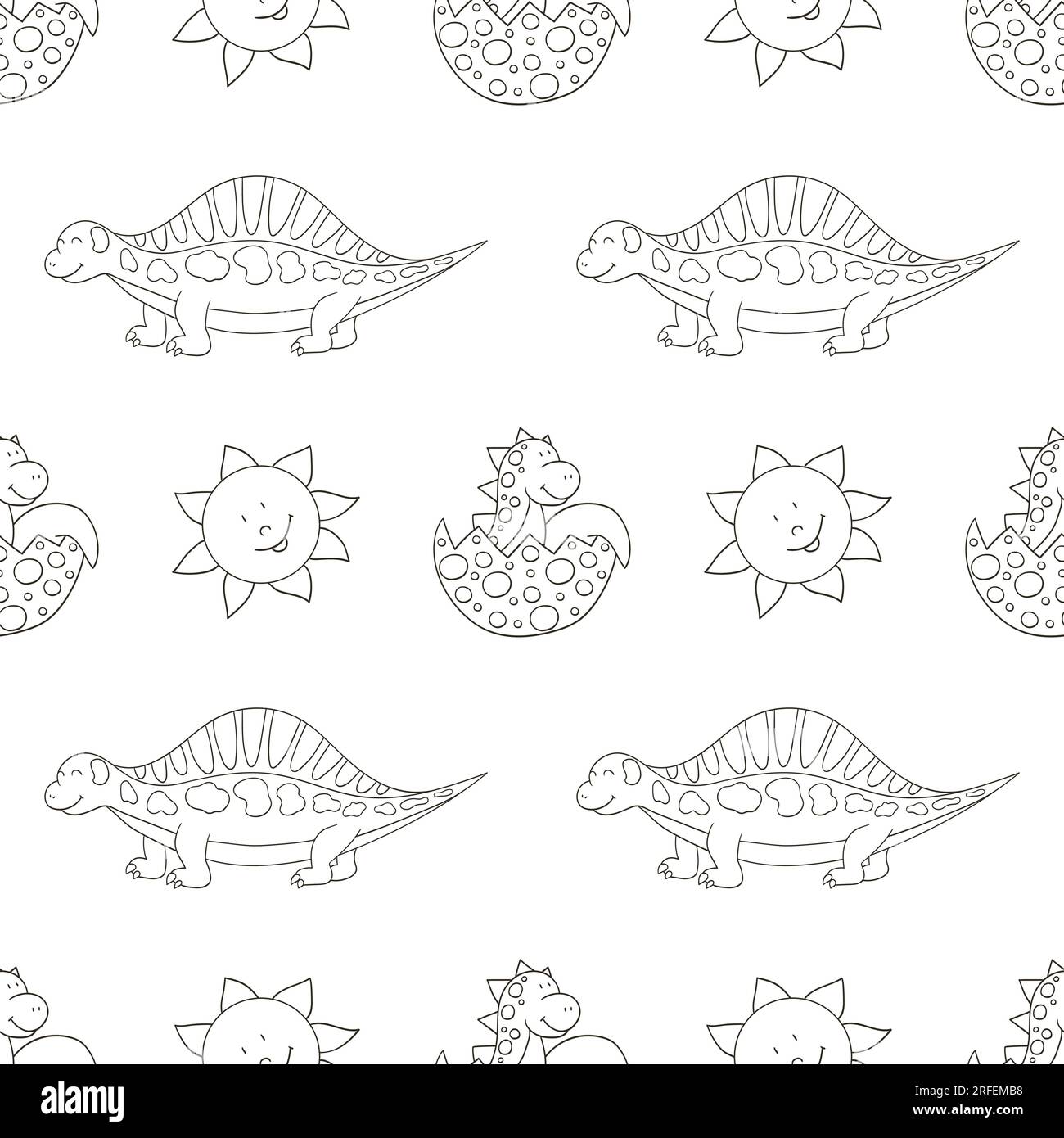 Dinosaurs of the Jurassic period. Coloring dinosaurs seamless pattern ...