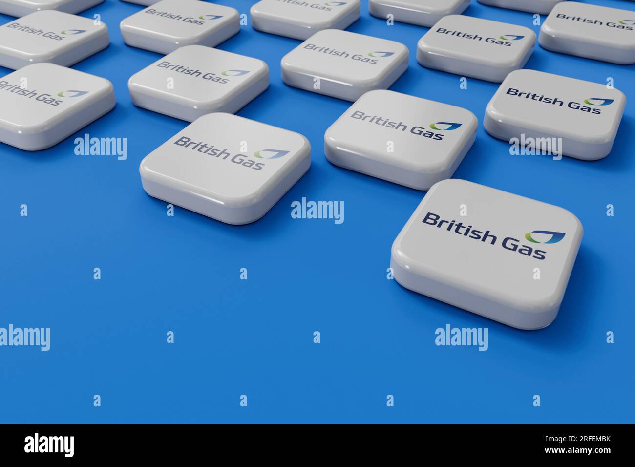LONDON, UK - July 2023: British gas energy supplier company logo. 3D ...