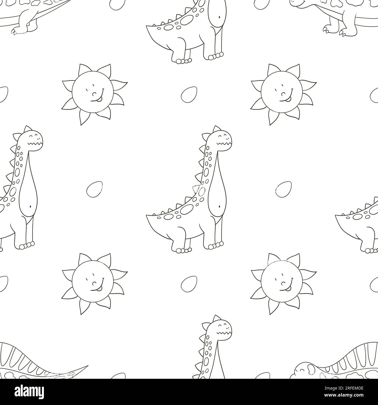 Dinosaurs of the Jurassic period. Coloring cute dinosaurs seamless ...