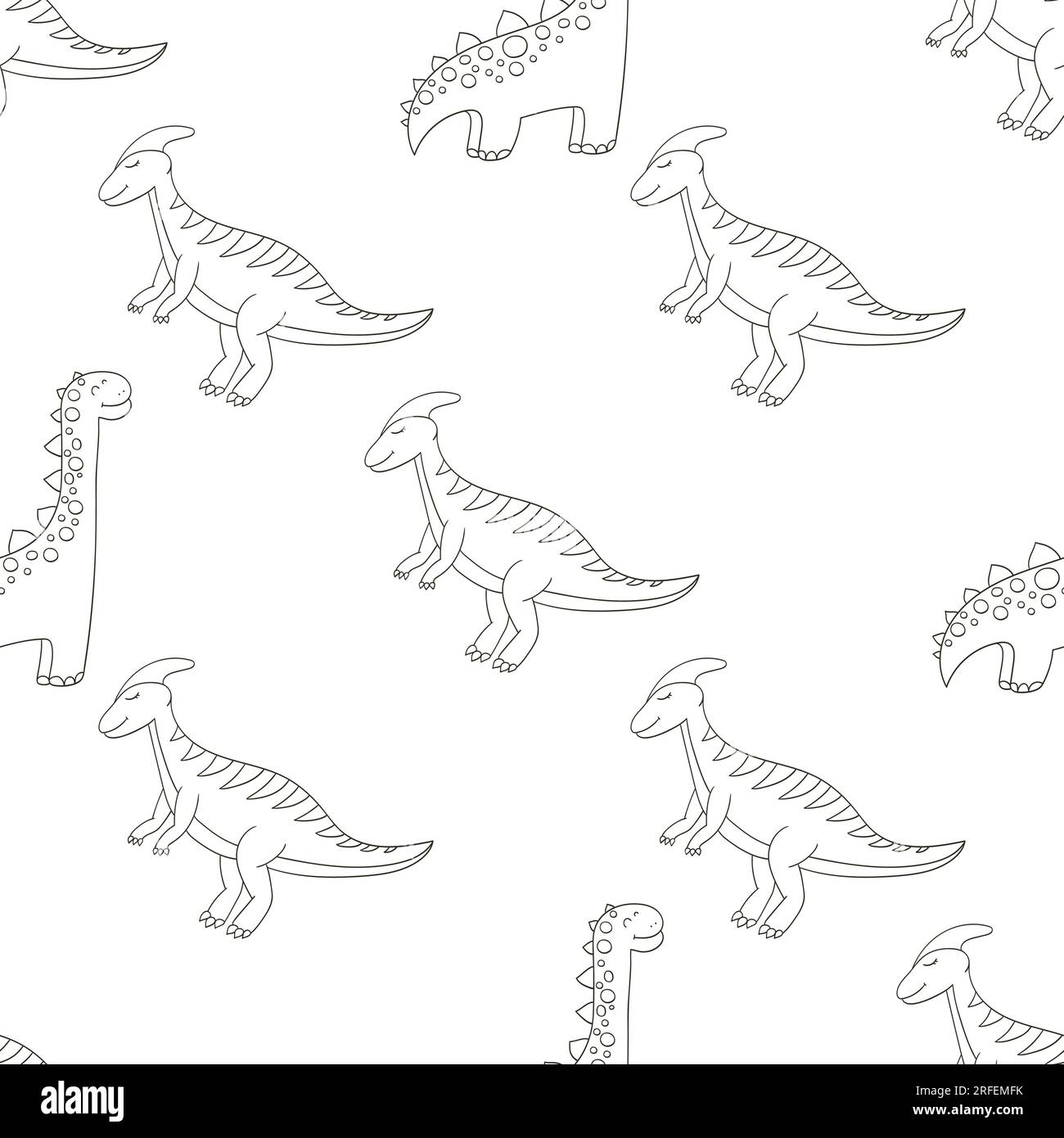 Hand drawn cute dinosaurs seamless pattern. Dinosaurs background ...