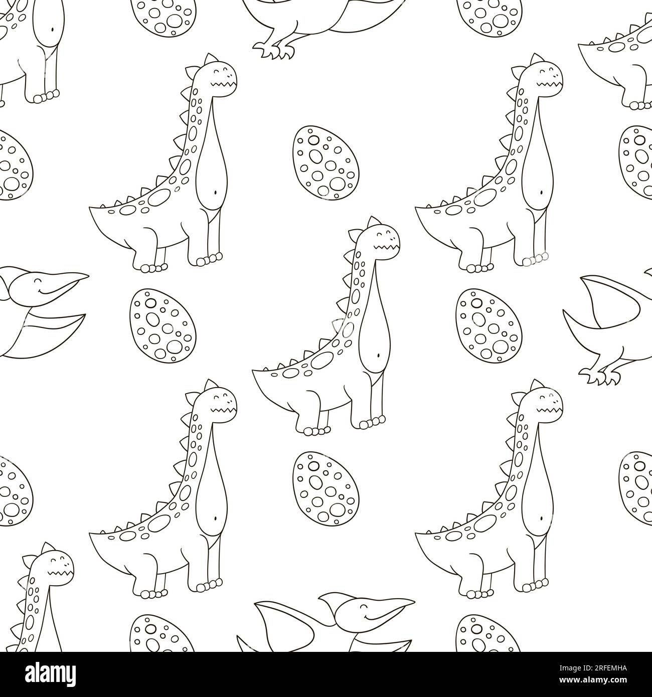 Dinosaurs of the Jurassic period. Coloring cute dinosaurs seamless ...