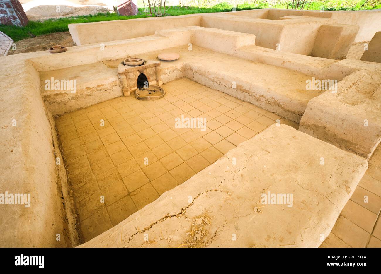 View of one section of an archeological dig at the fort, showing ...