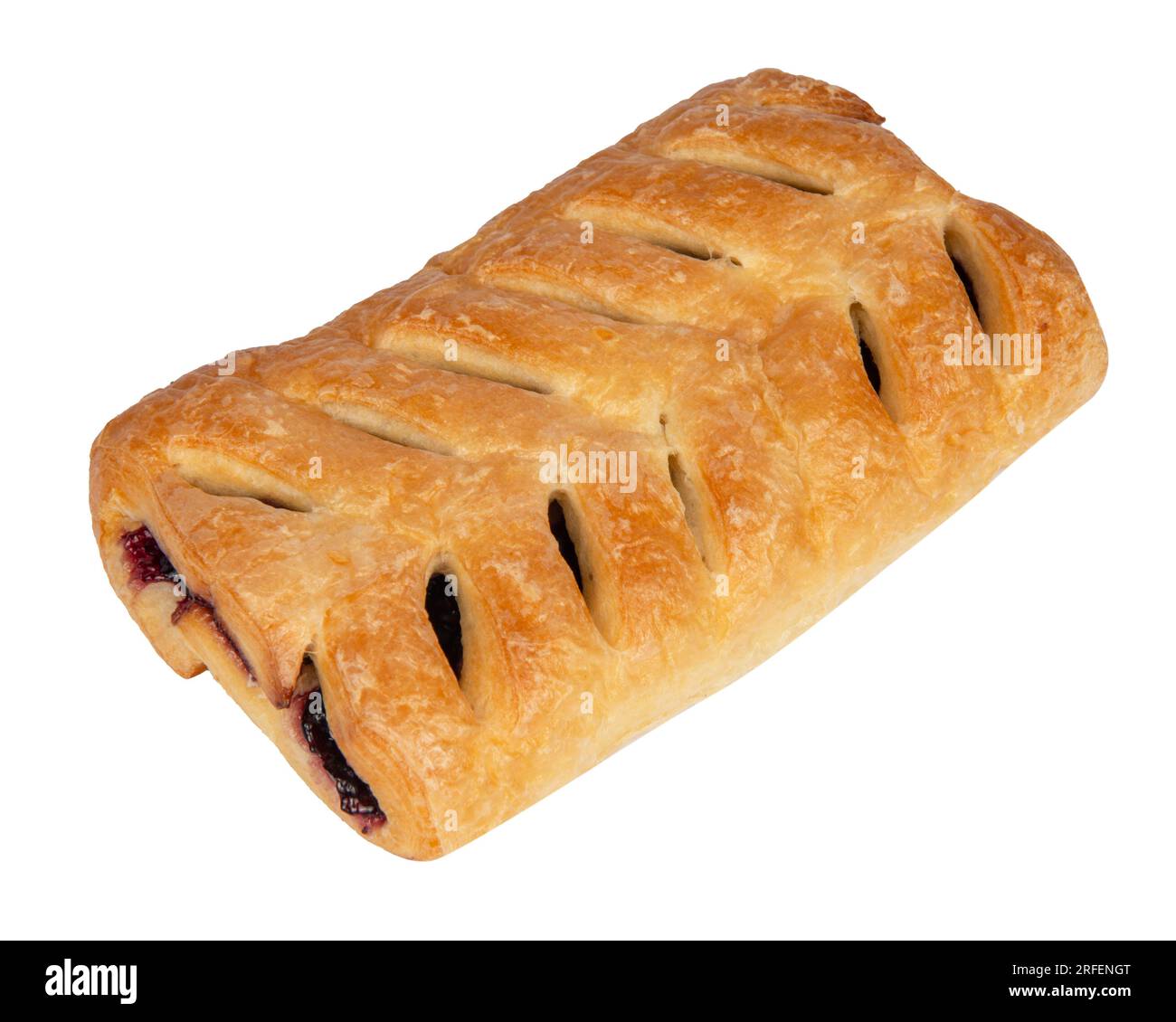 Puff pastry with jam isolated on white background. Close-up Stock Photo ...