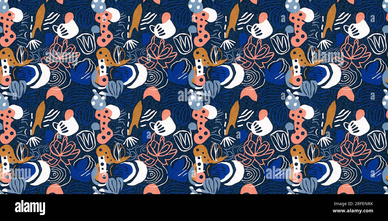 Fun modern coastal pattern clash fabric border print for summer beach ...