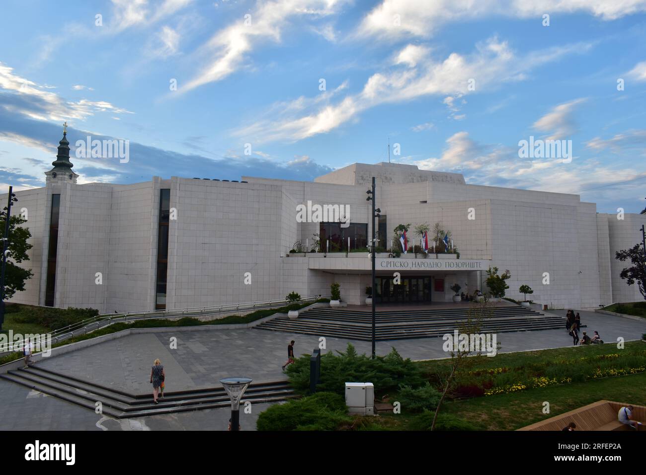 Serbian national theatre in Novi Sad, Serbia on the sunset with vibrant ...