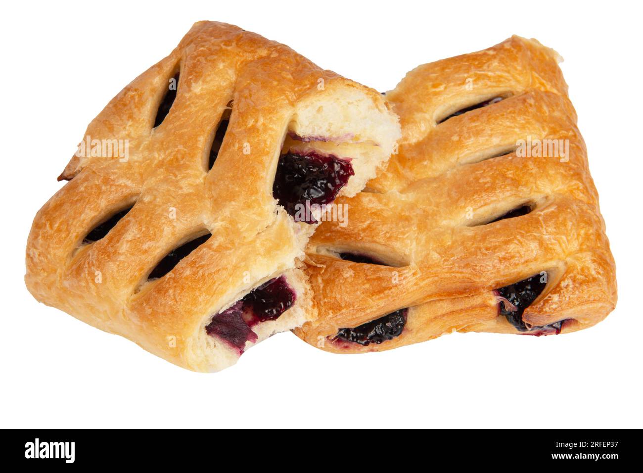 Puff pastry with jam isolated on white background. Close-up Stock Photo ...