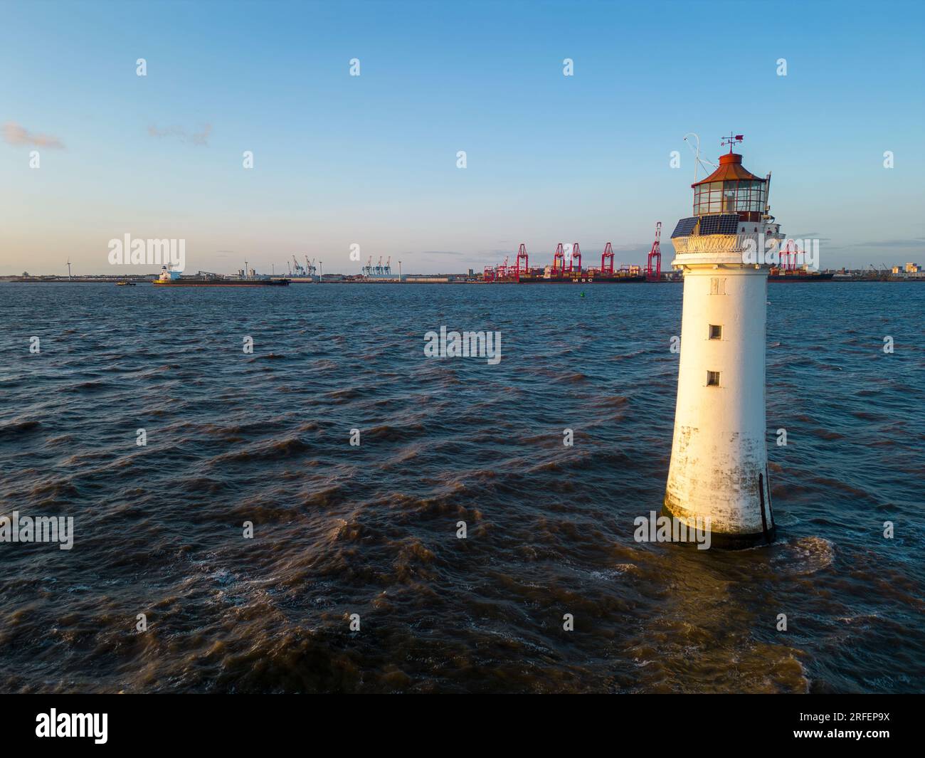 New Brighton lighthouse at Perch Rock, Wirral, Merseyside, England ...