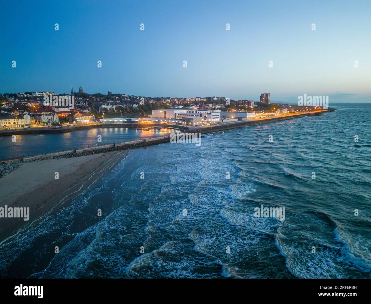 Marine Point Retail And Leisure Park on New Brighton waterfront at dusk ...