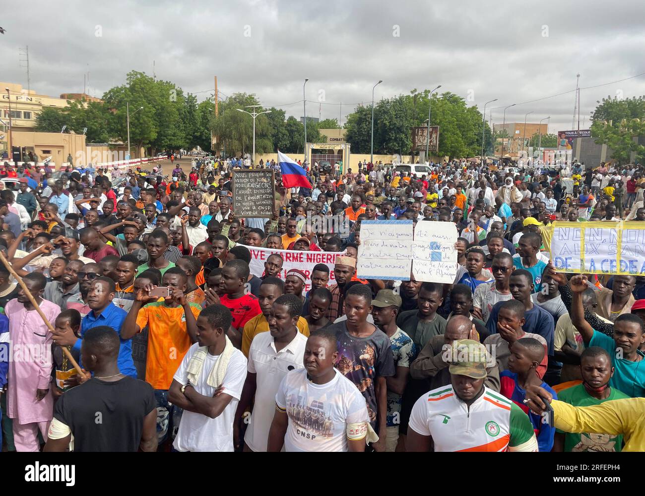 Supporters of Niger's ruling junta, gather for a protest called to ...