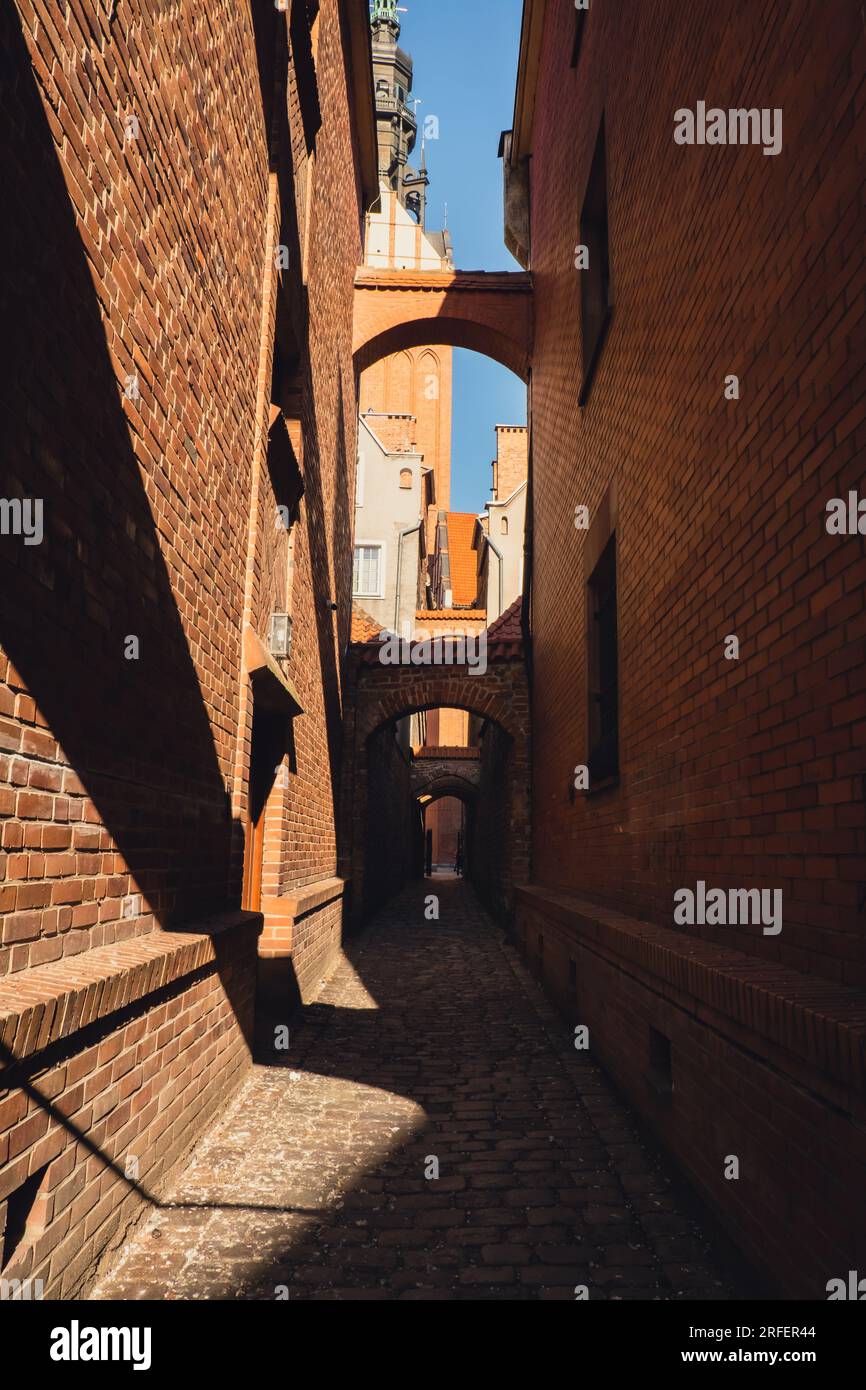 Elblag, Poland. Medieval alleyway in Old Town of Elblag city in Poland ...